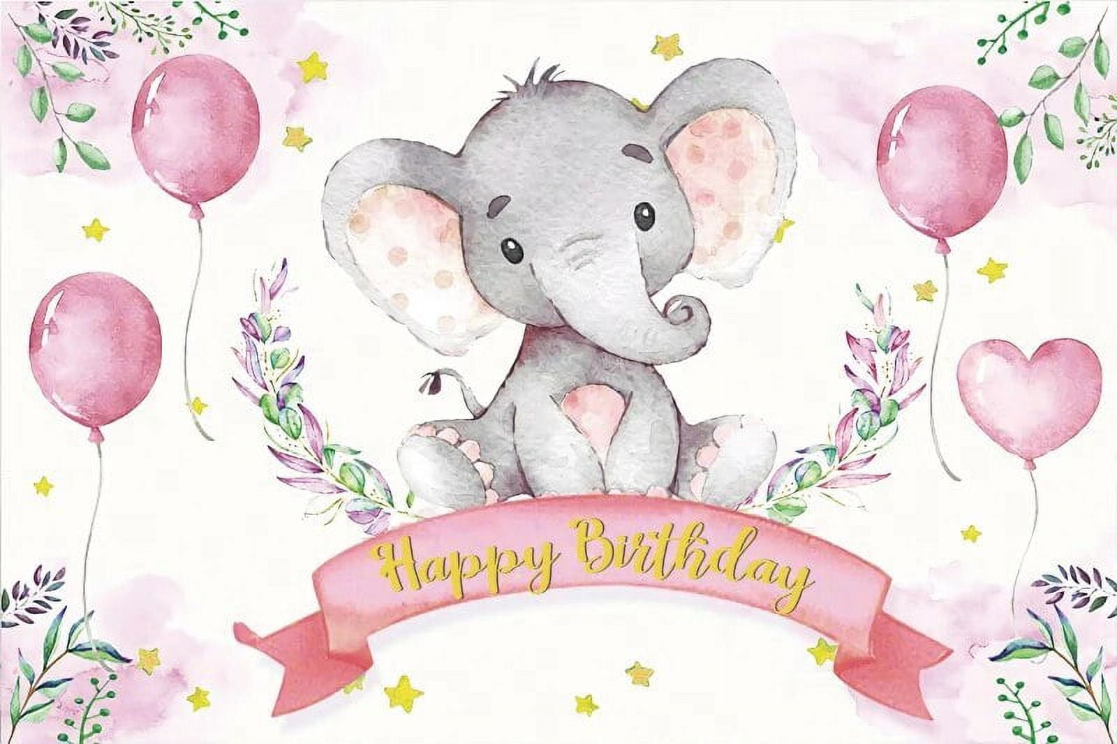 Sweet Pink Elephant Birthday Backdrop Newborn Baby Shower 1st Birthday ...