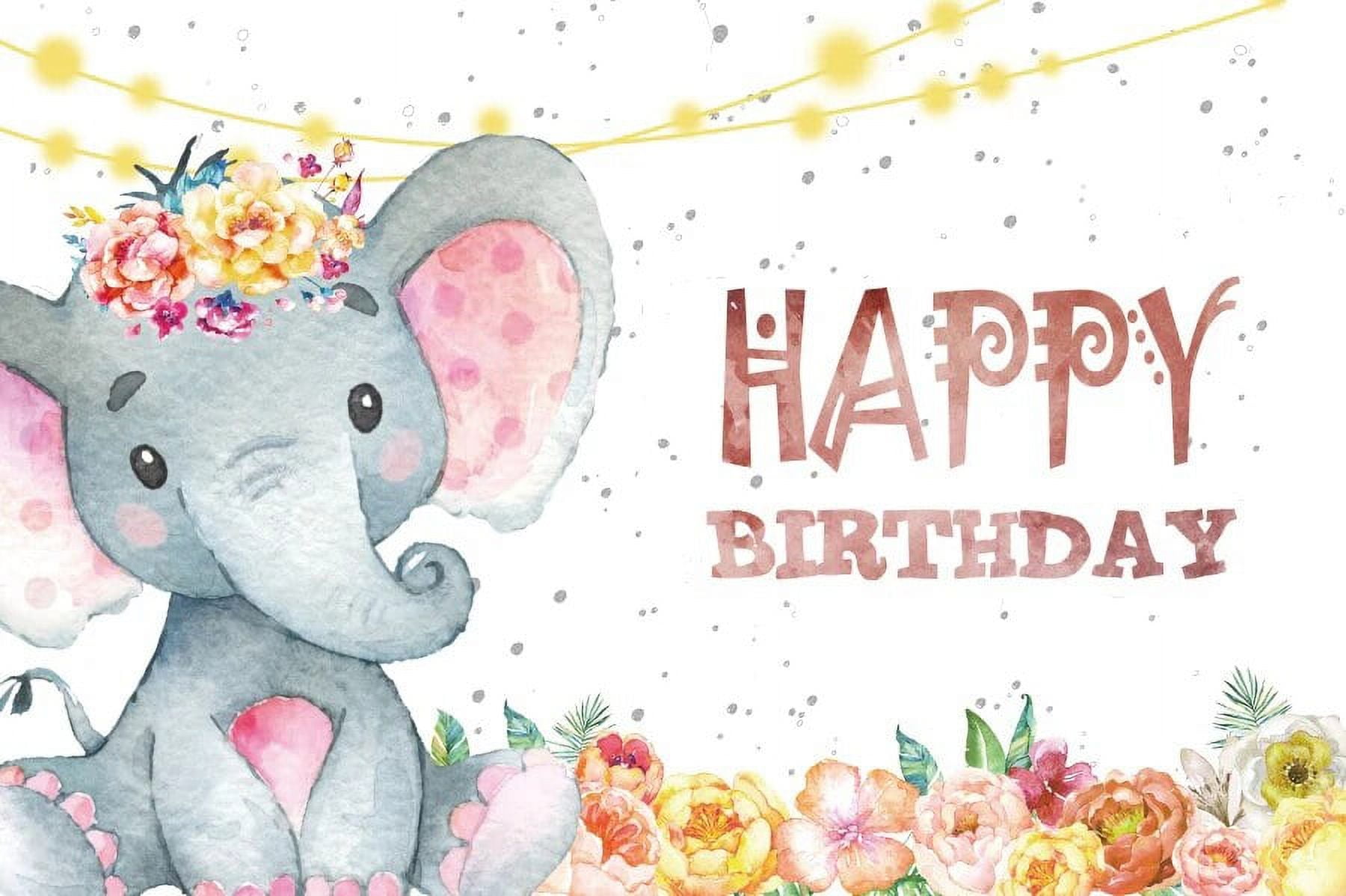 Sweet Pink Elephant Birthday Backdrop Newborn Baby Shower 1st Birthday ...