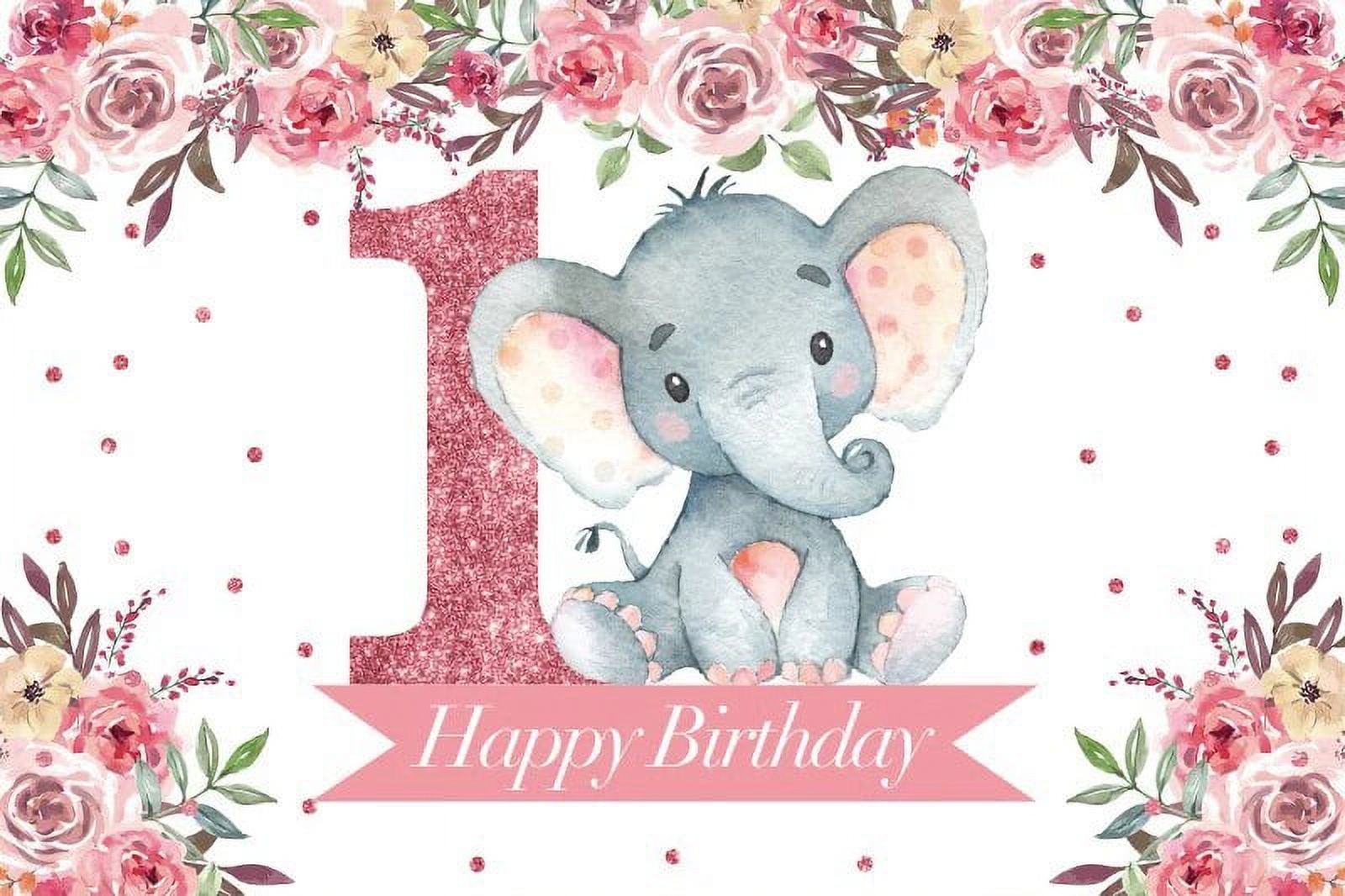 Sweet Pink Elephant Birthday Backdrop Newborn Baby Shower 1st Birthday ...
