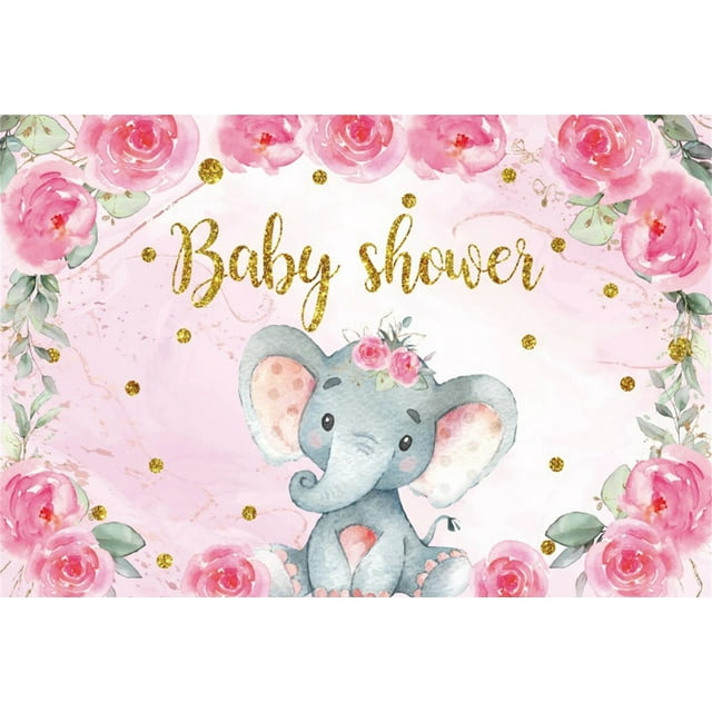Sweet Pink Elephant Birthday Backdrop Newborn Baby Shower 1st Birthday ...