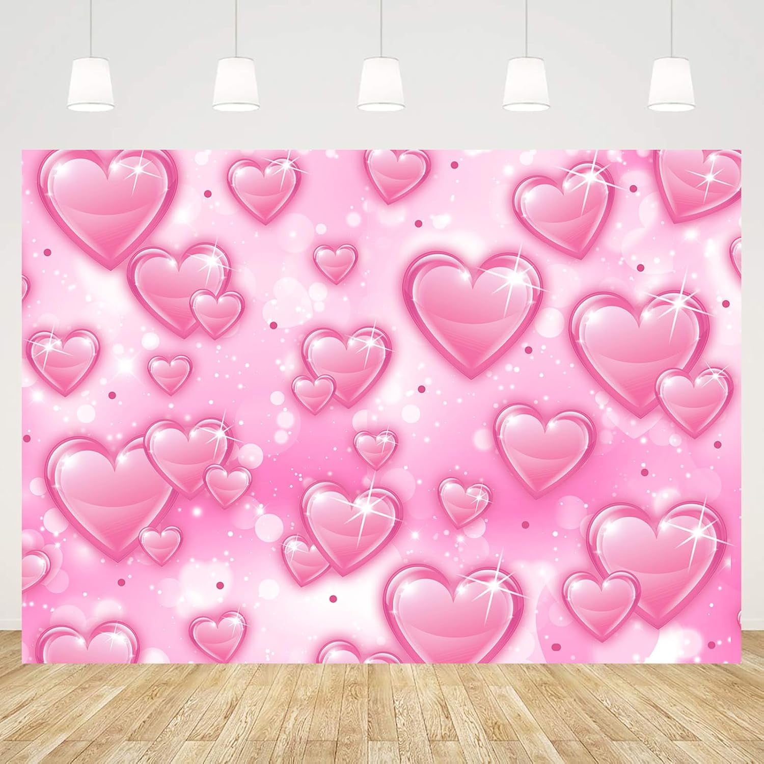 Sweet Pink Love Heart Early 2000s Backdrop for Photography Happy ...