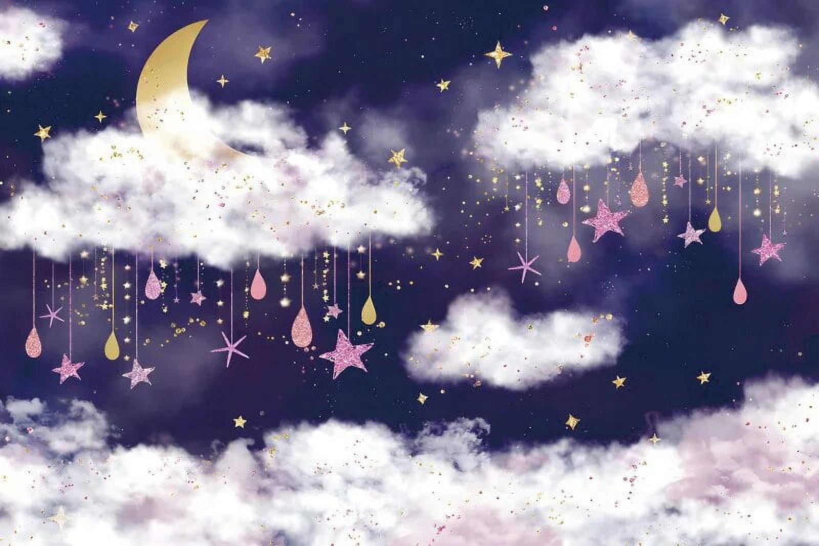 Sweet Pink White Cloud Moon Backdrop Hanging Gold Twinkle Twinkle ...