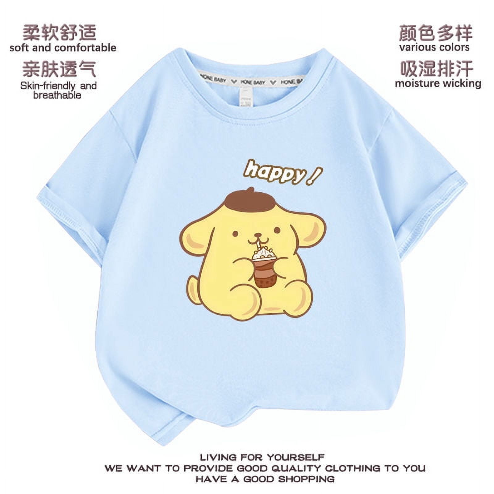 Sweet Pompompurin Kawaii Sanrio Anime Short Sleeve T-Shirt Summer Cute ...
