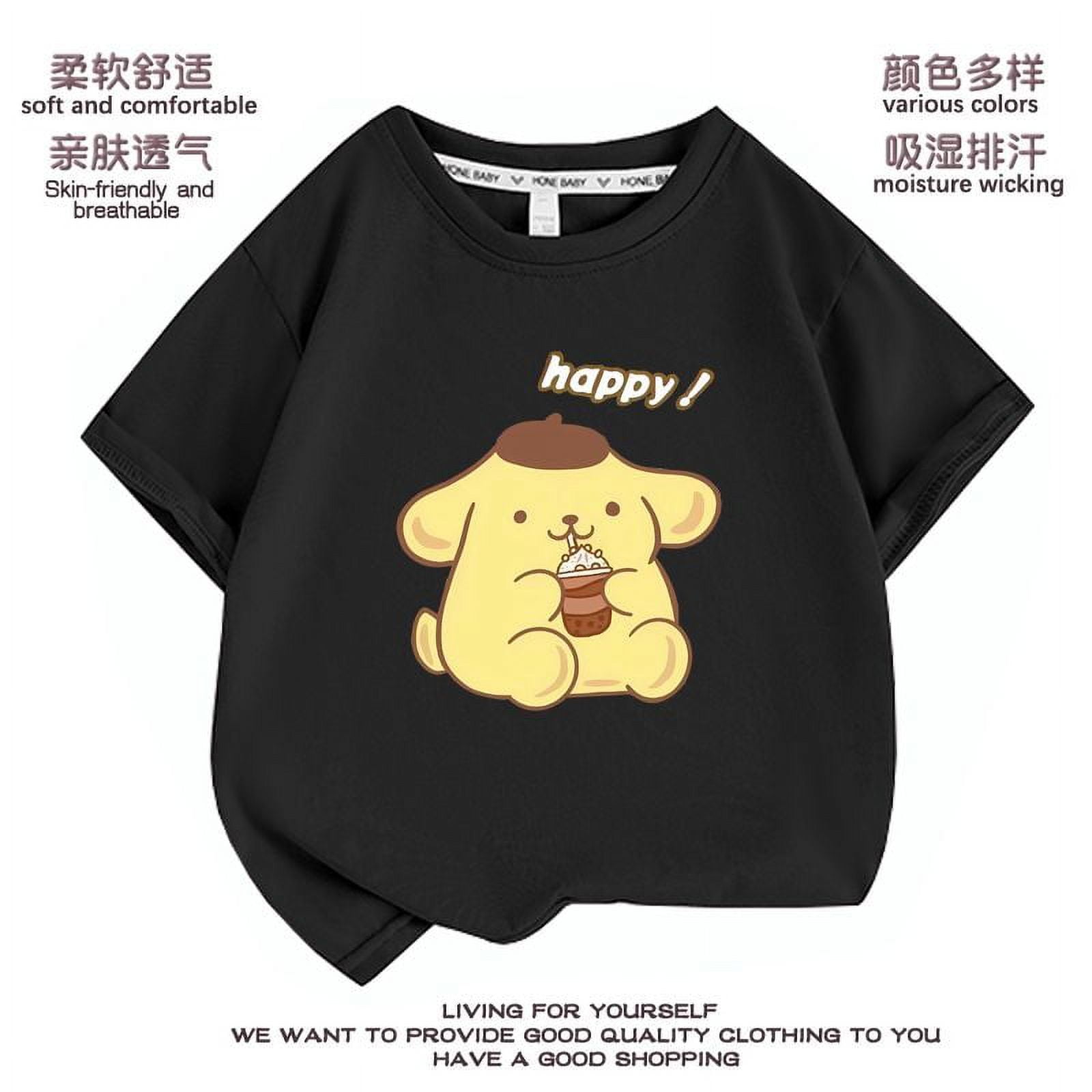 Sweet Pompompurin Kawaii Sanrio Anime Short Sleeve T-Shirt Summer Cute ...
