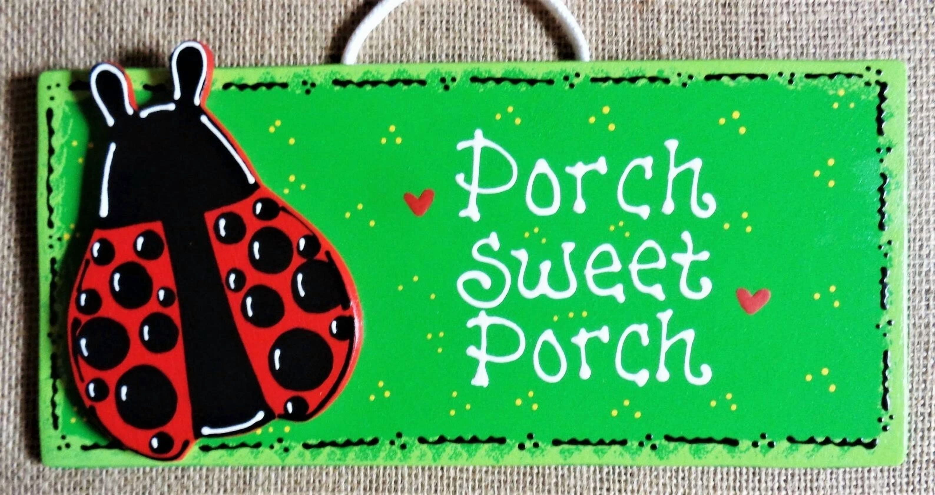Sweet Porch Ladybug Sign Deck Pool Backyard Patio Wall Art Door Hanger ...