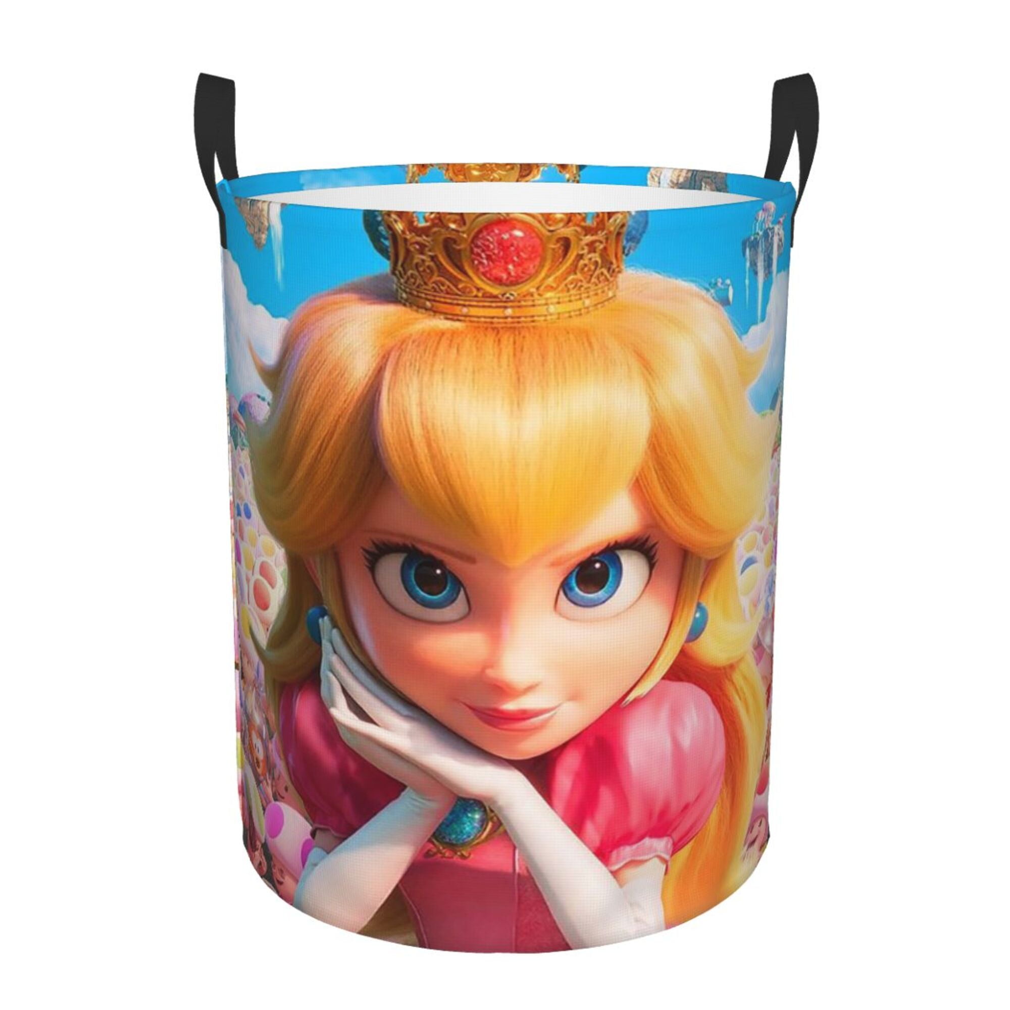 Sweet Princess Peach Storage Basket Laundry Hamper Collapsible Round ...