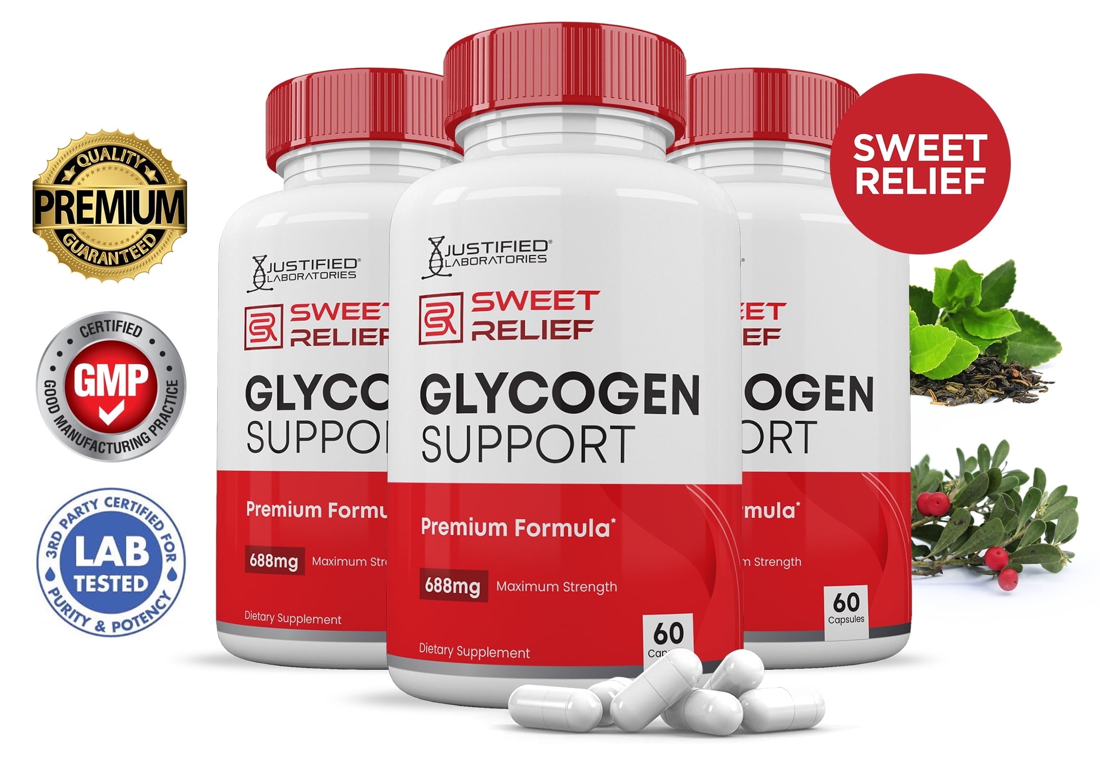 Justified Laboratories Sweet Relief Glycogen Pills, Extra Strength ...