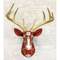Sweet Rose Red Parade Buck Stag Deer Golden Antlers Scrollwork Wall ...
