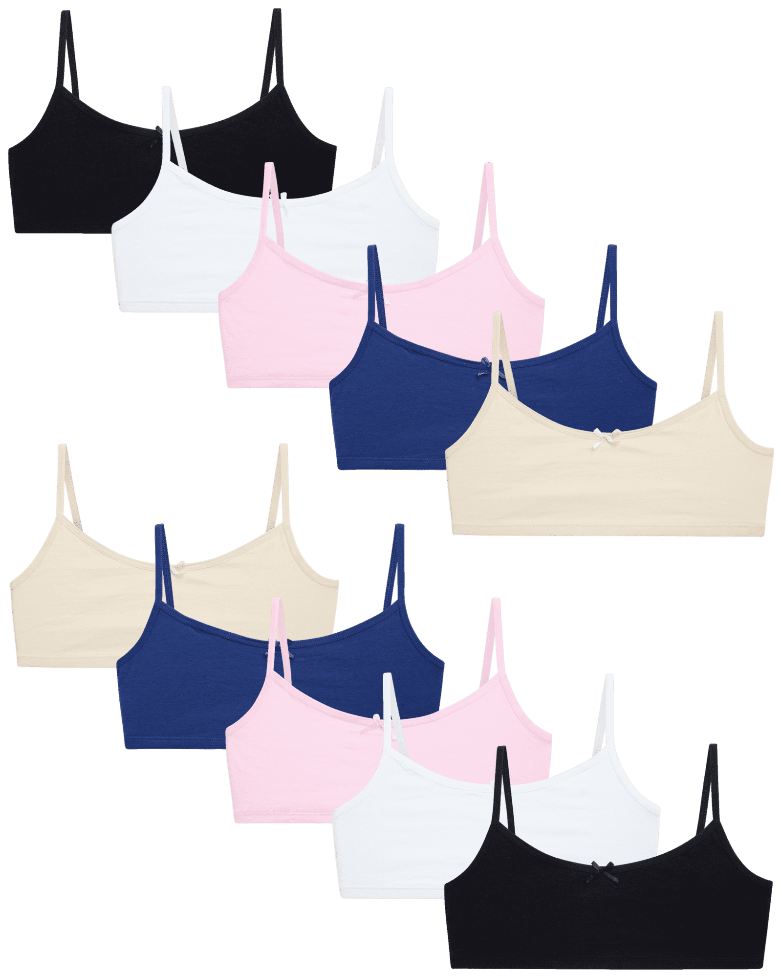 Sweet & Sassy Girls Cotton Spandex Cami Crop Training Bra (10 Pack ...