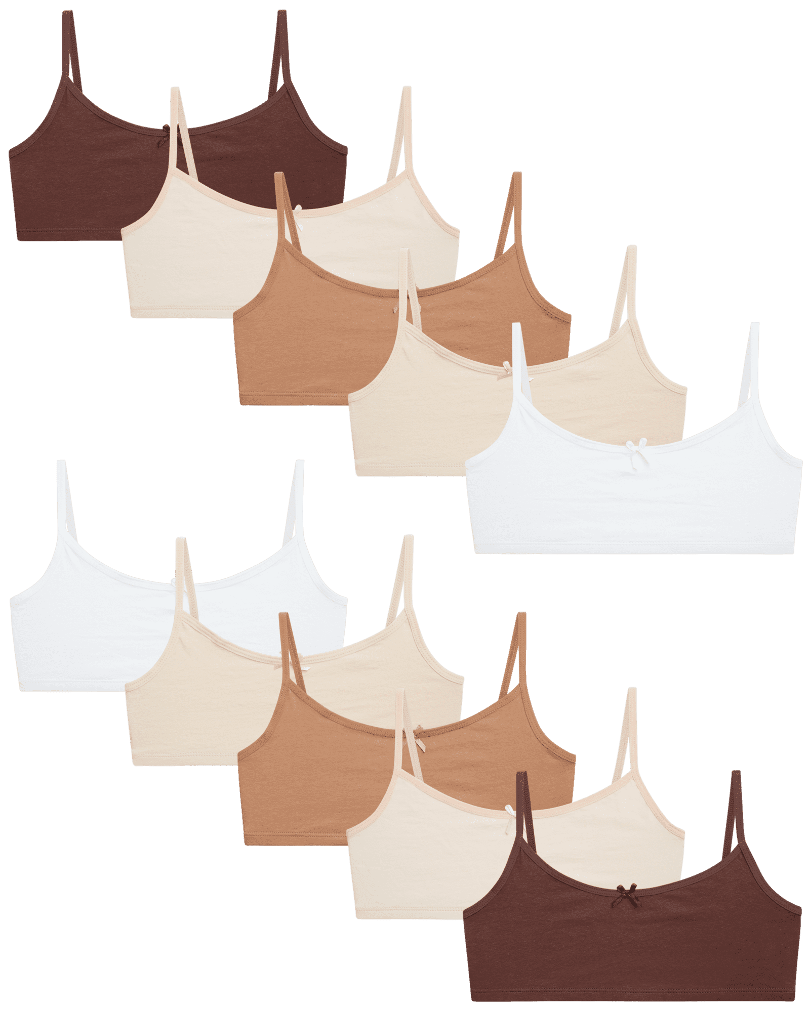 Sweet & Sassy 10 Pack Girls Cotton Spandex Crop Cami Training Bra with ...