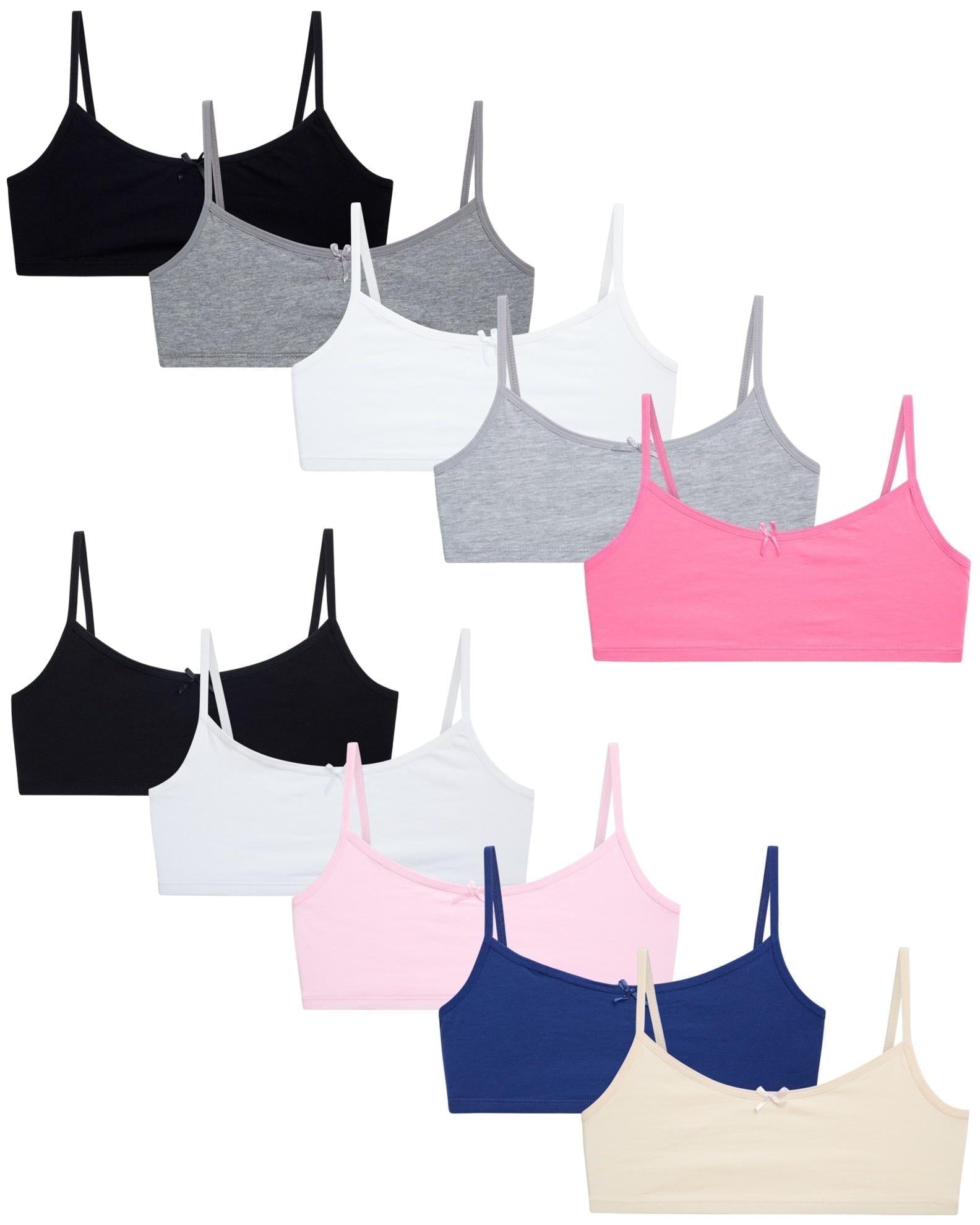 Sweet N Sassy Girls Cotton Spandex Training Bra, 10 Pack, Unlined Cami ...