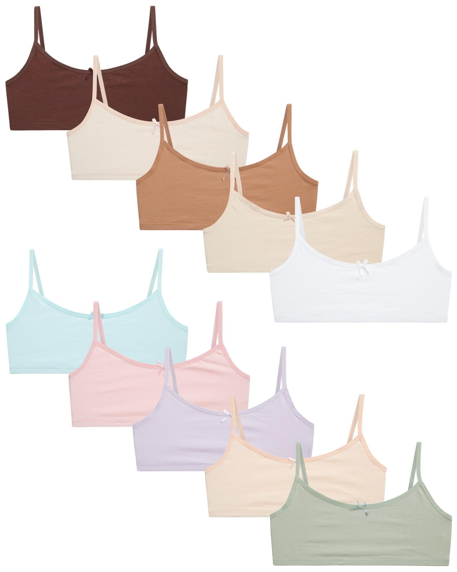 Sweet & Sassy Girls Cotton Spandex Cami Crop Training Bra (10 Pack ...