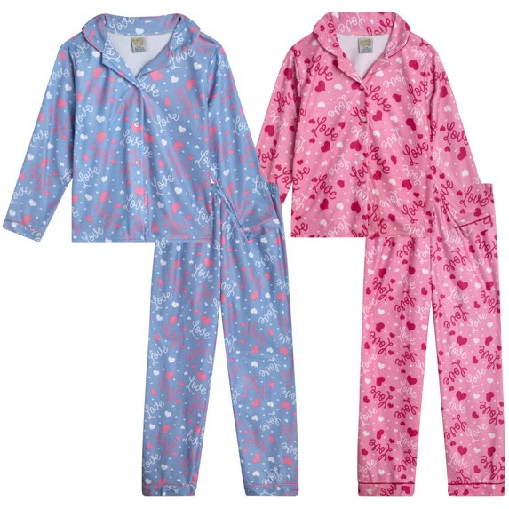 Sweet & Sassy Girls' Flannel Fleece Pajamas - 4 Piece Long Sleeve ...