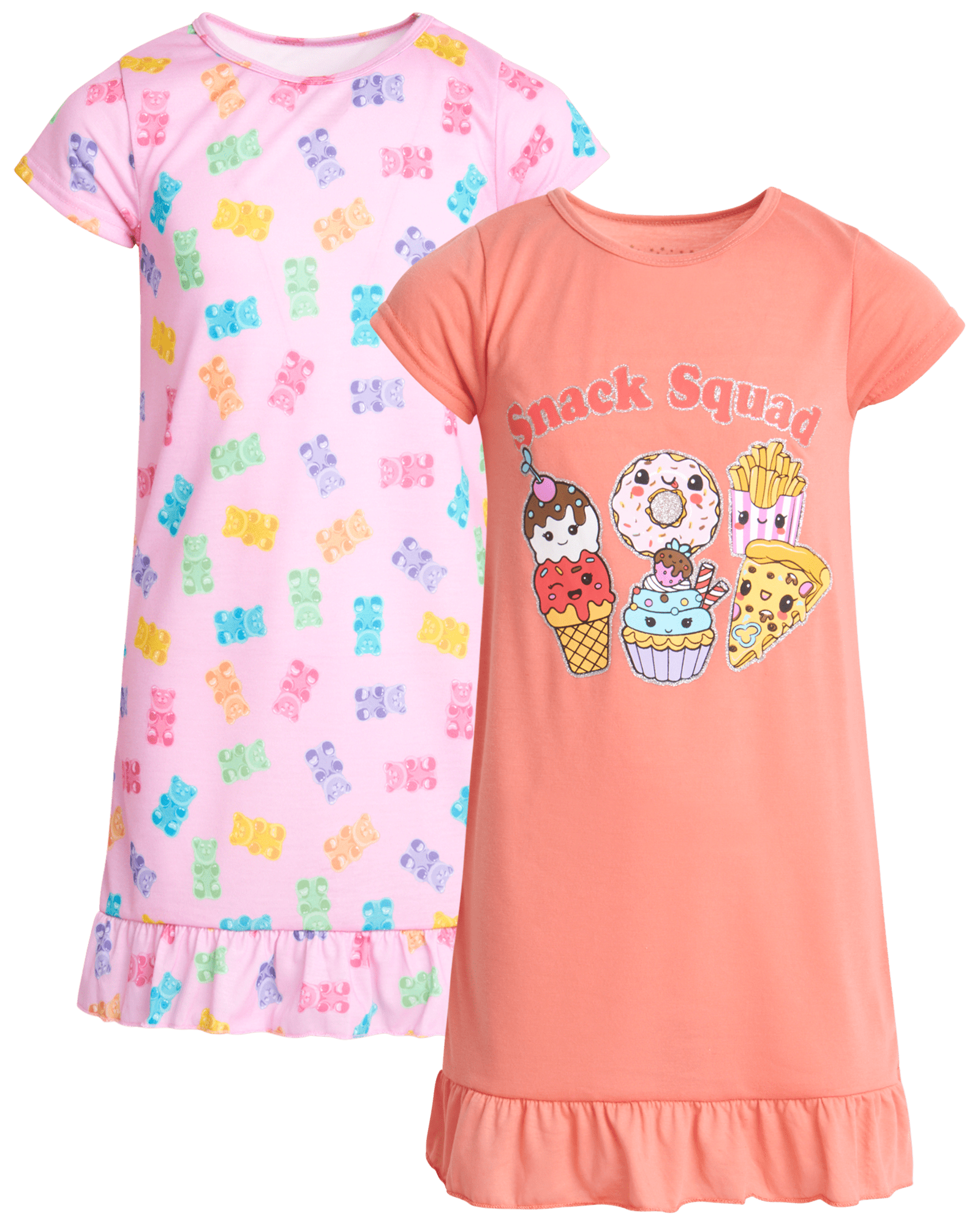 Sweet & Sassy Girls' 2 Pack Long-Sleeve Nightgown Pajamas with Ruffle ...
