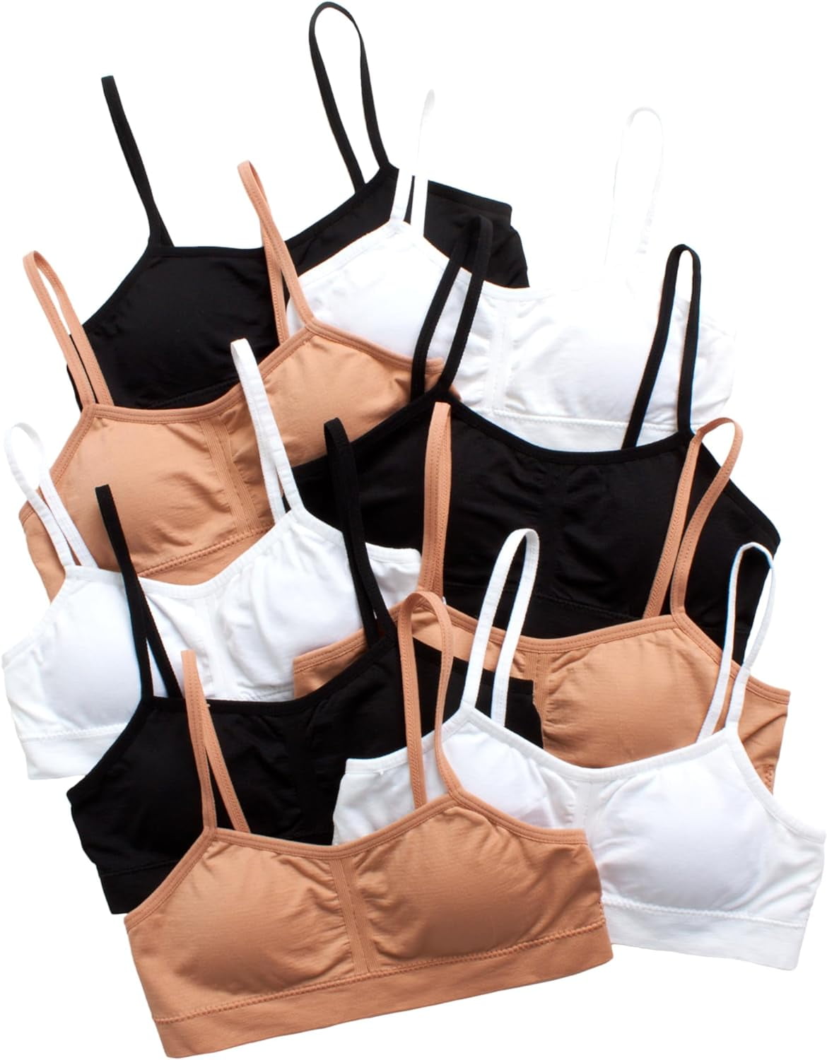 Sweet & Sassy Girls' Training Bra Set - 9 Pack Seamless Microfiber V ...