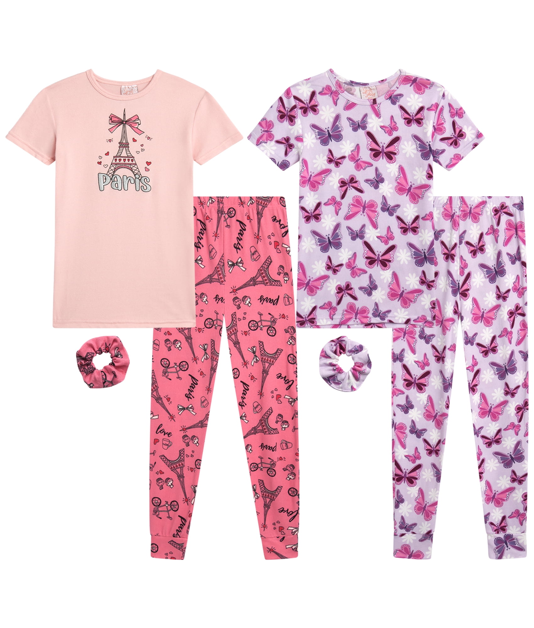 Sweet & Sassy Girls' Snug Fit Pajama Set - 4 Piece Sleep Shirt and ...