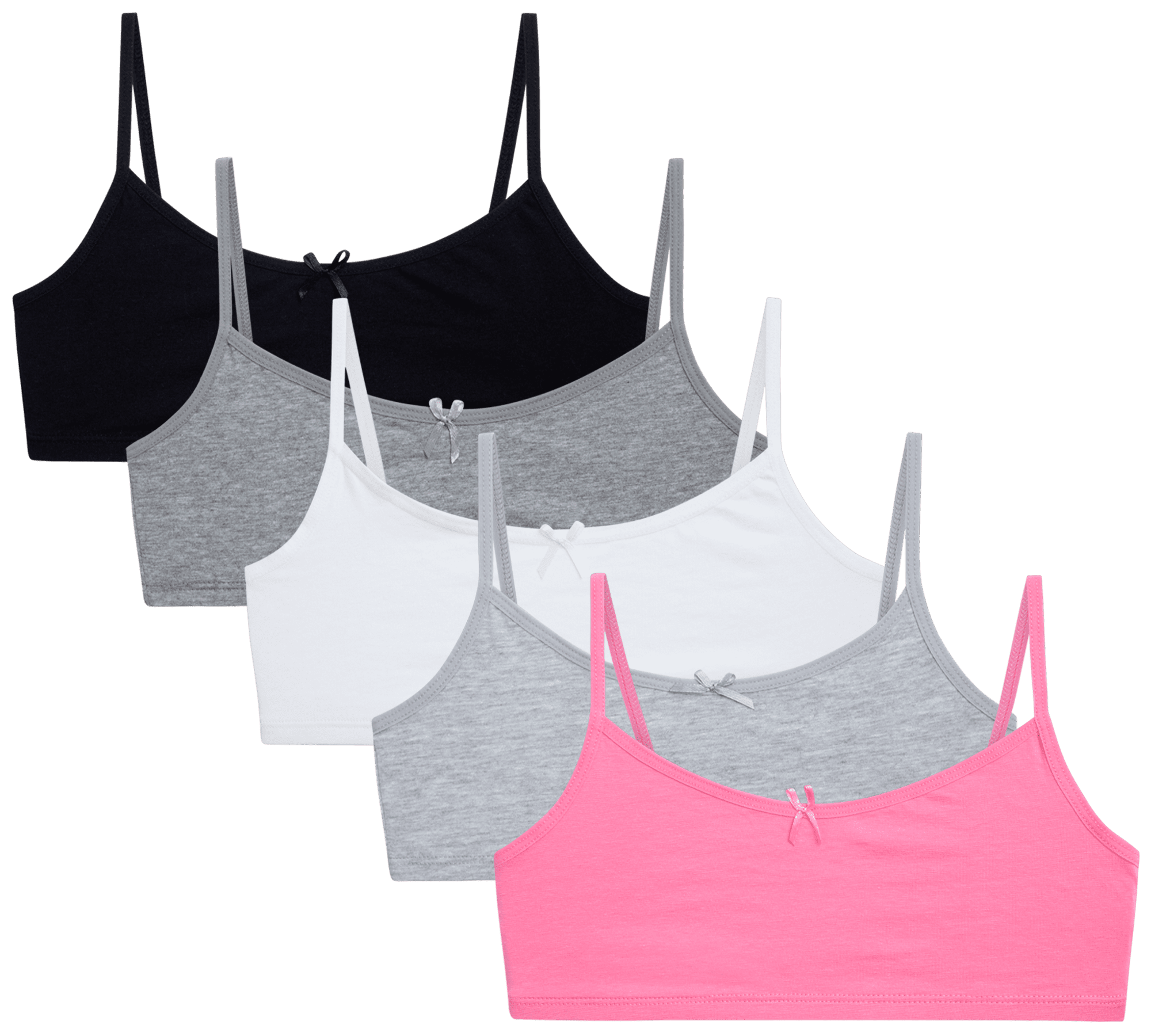 Sweet & Sassy Girls’ Training Bra – 5 Pack Cotton Stretch Crop Cami ...