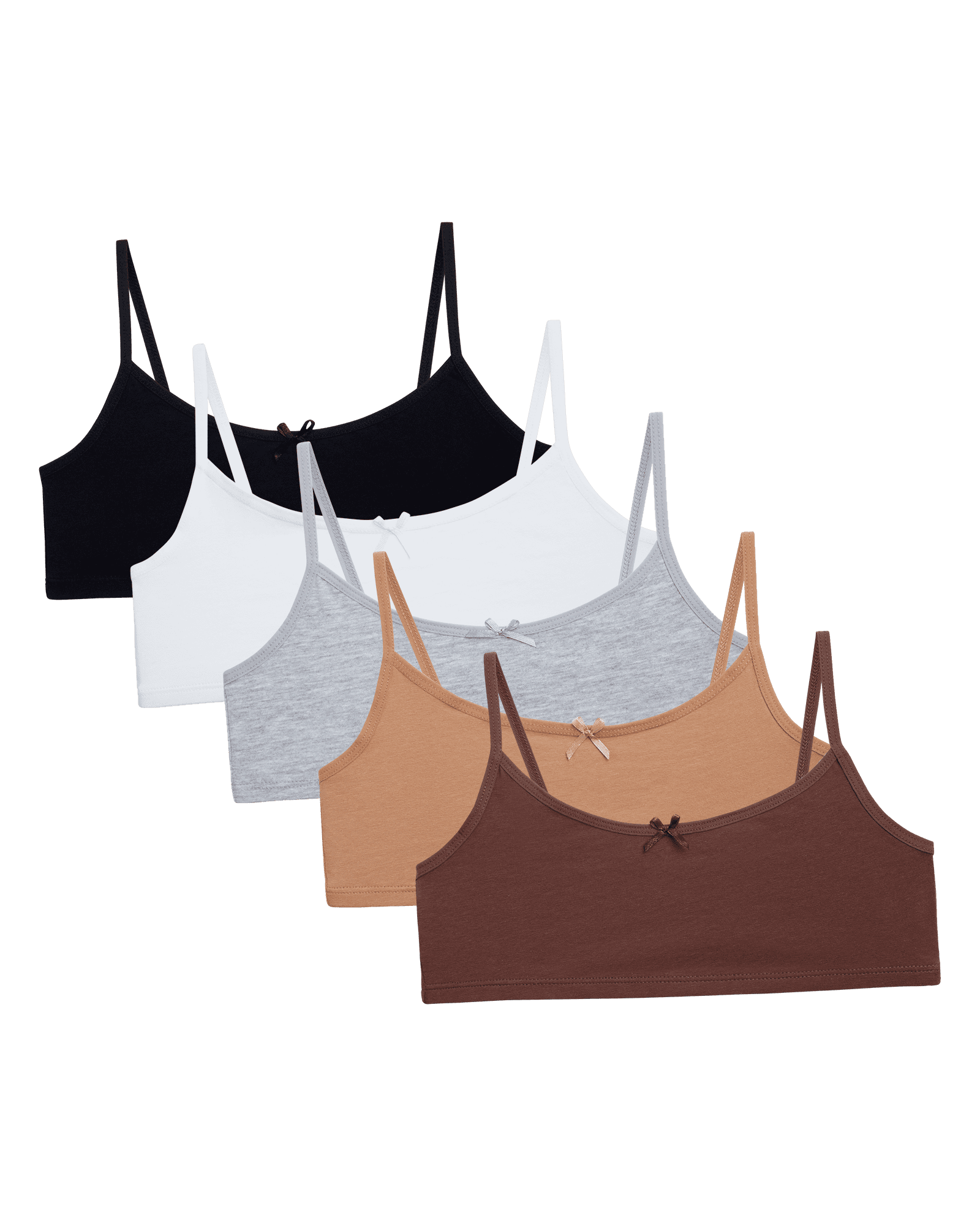 Sweet N Sassy Girls Training Bras, 5-Pack Cotton Stretch Cami Bralette ...