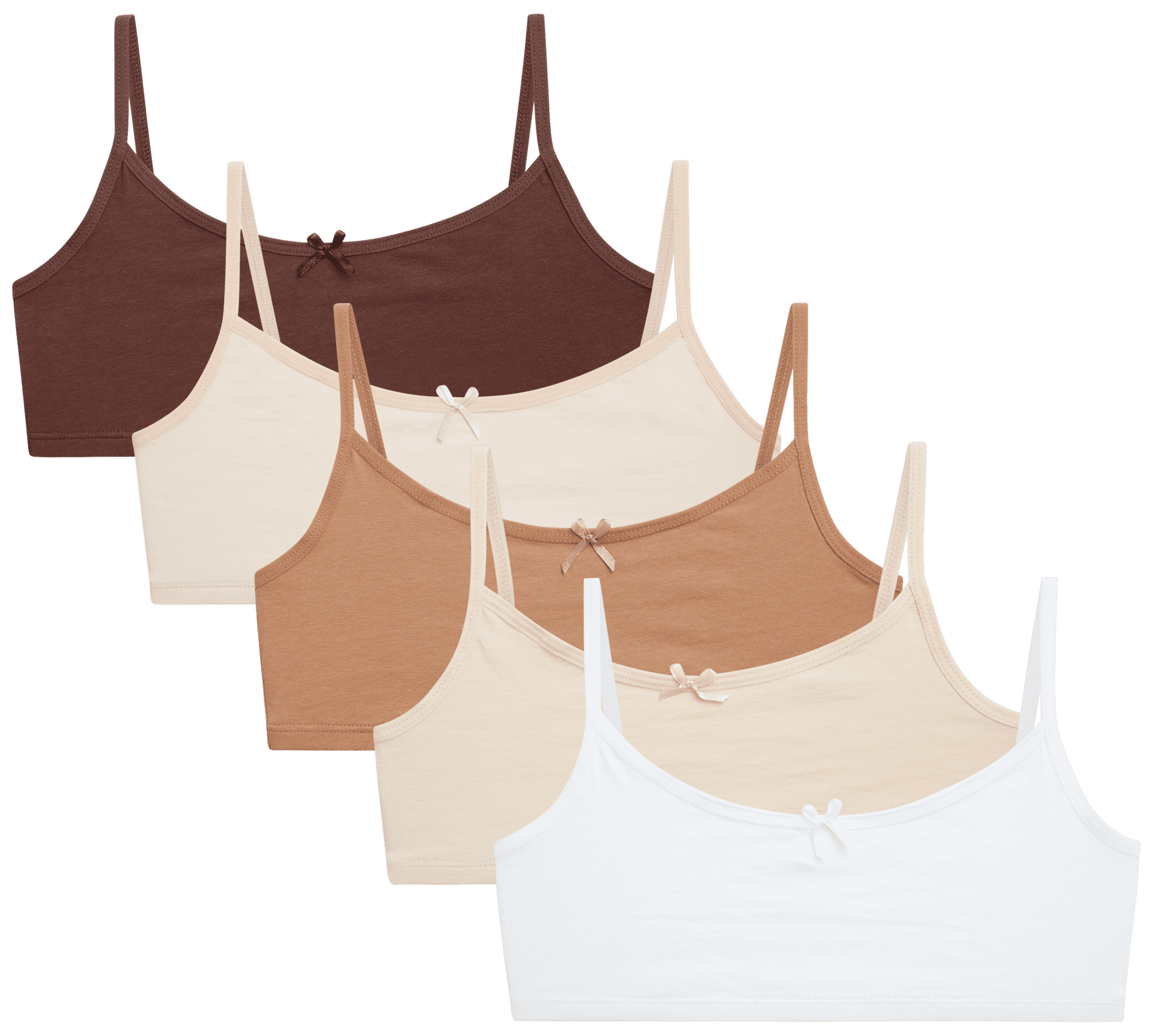 Sweet & Sassy Girls’ Training Bra – 5 Pack Cotton Stretch Crop Cami ...