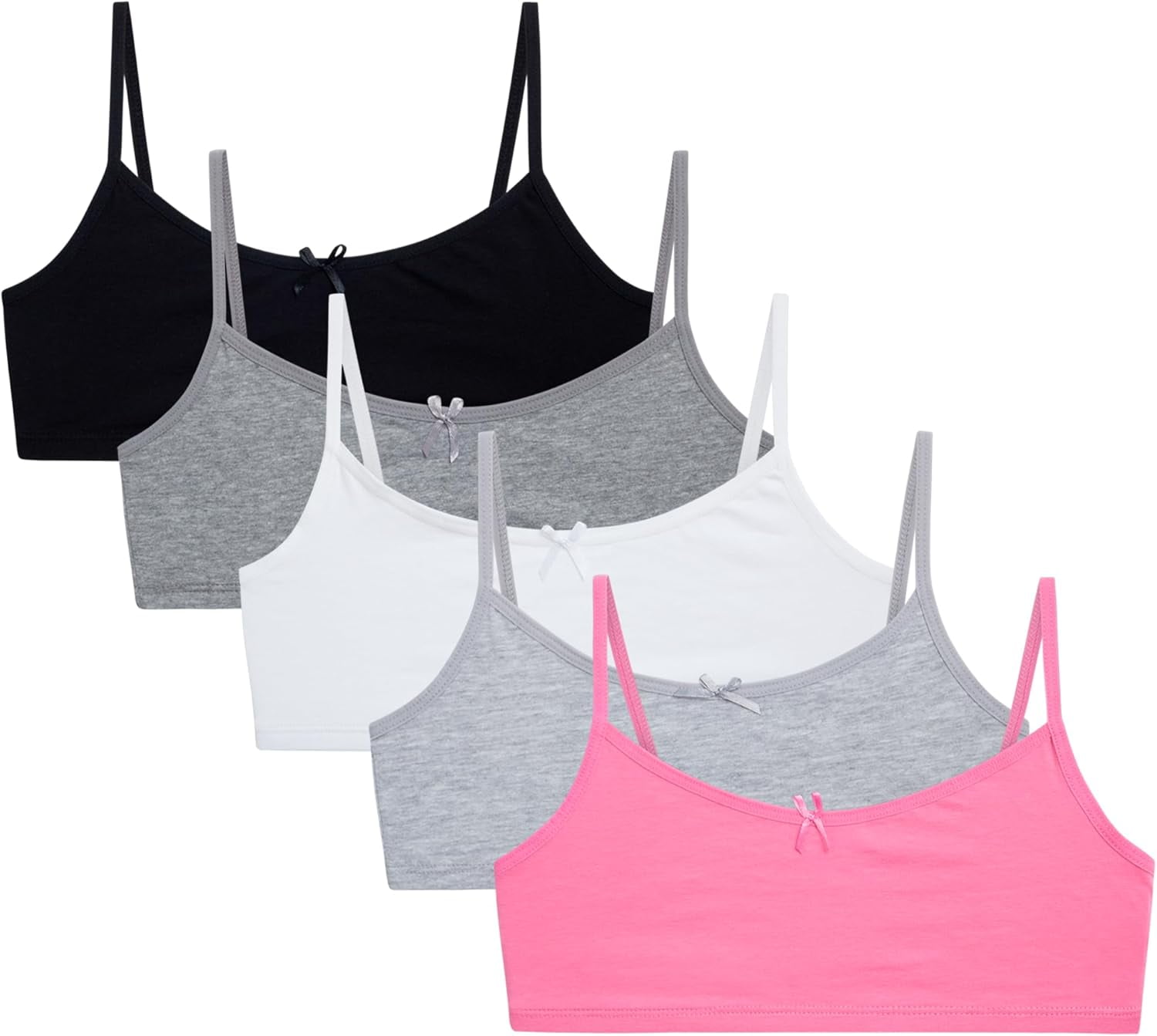 Sweet N Sassy Girls Cotton Stretch Training Bra, 5 Pack, Unpadded Crop ...