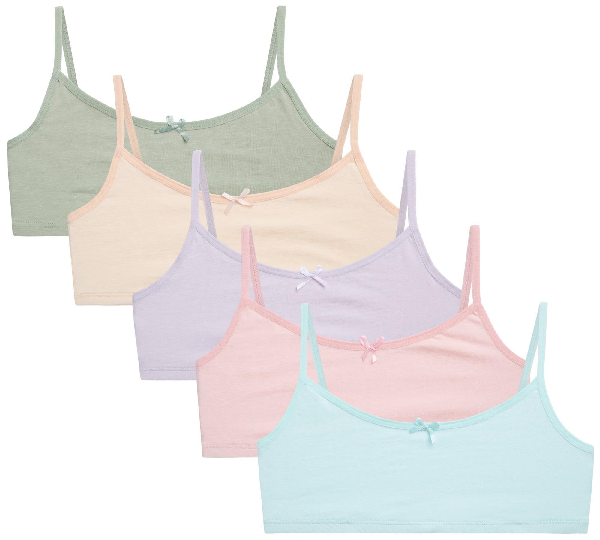 Sweet & Sassy Girls’ Training Bra – 5 Pack Cotton Stretch Crop Cami ...