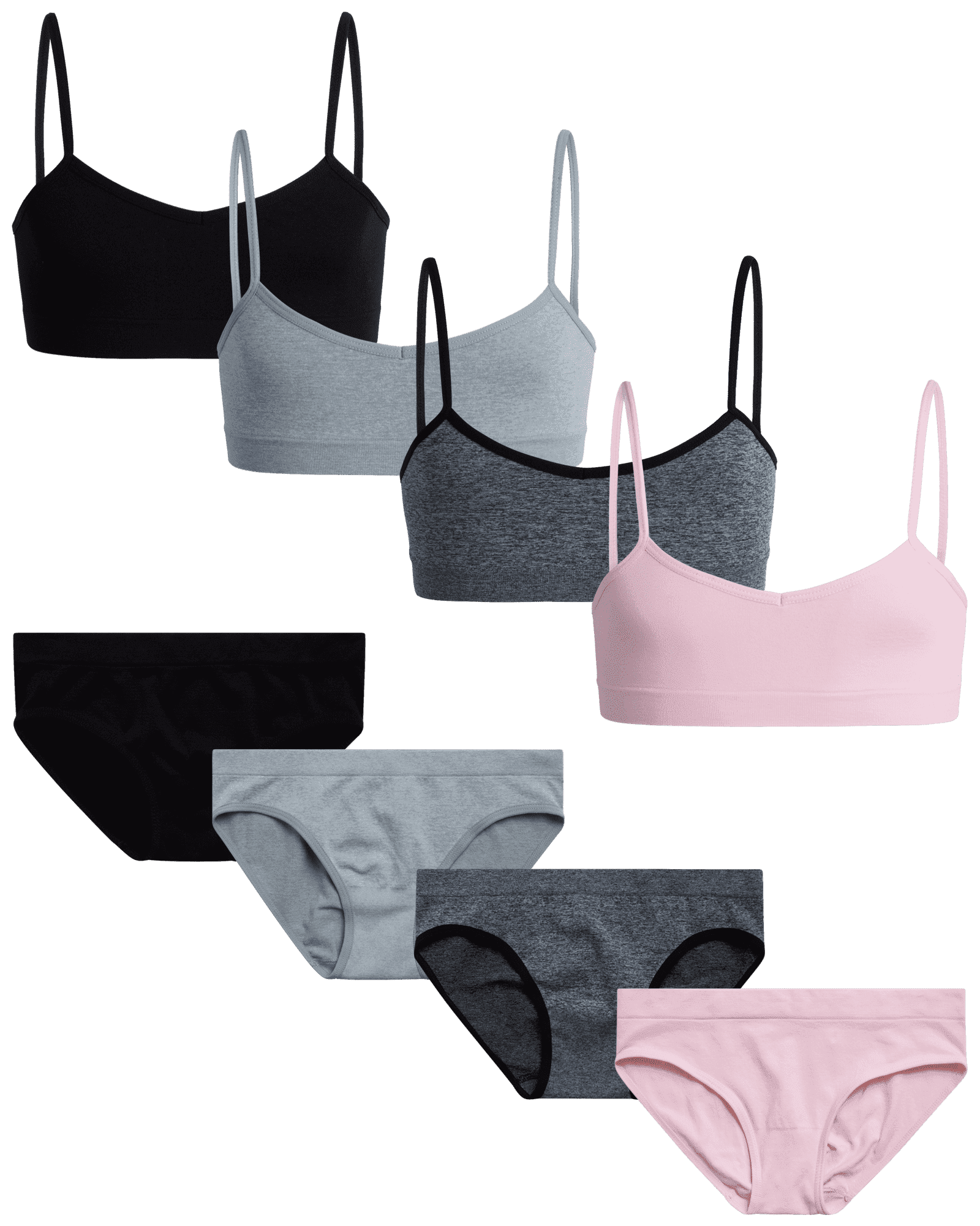 Sweet & Sassy Girls' Training Bra Set - 8 Piece Seamless Cami Bralette ...