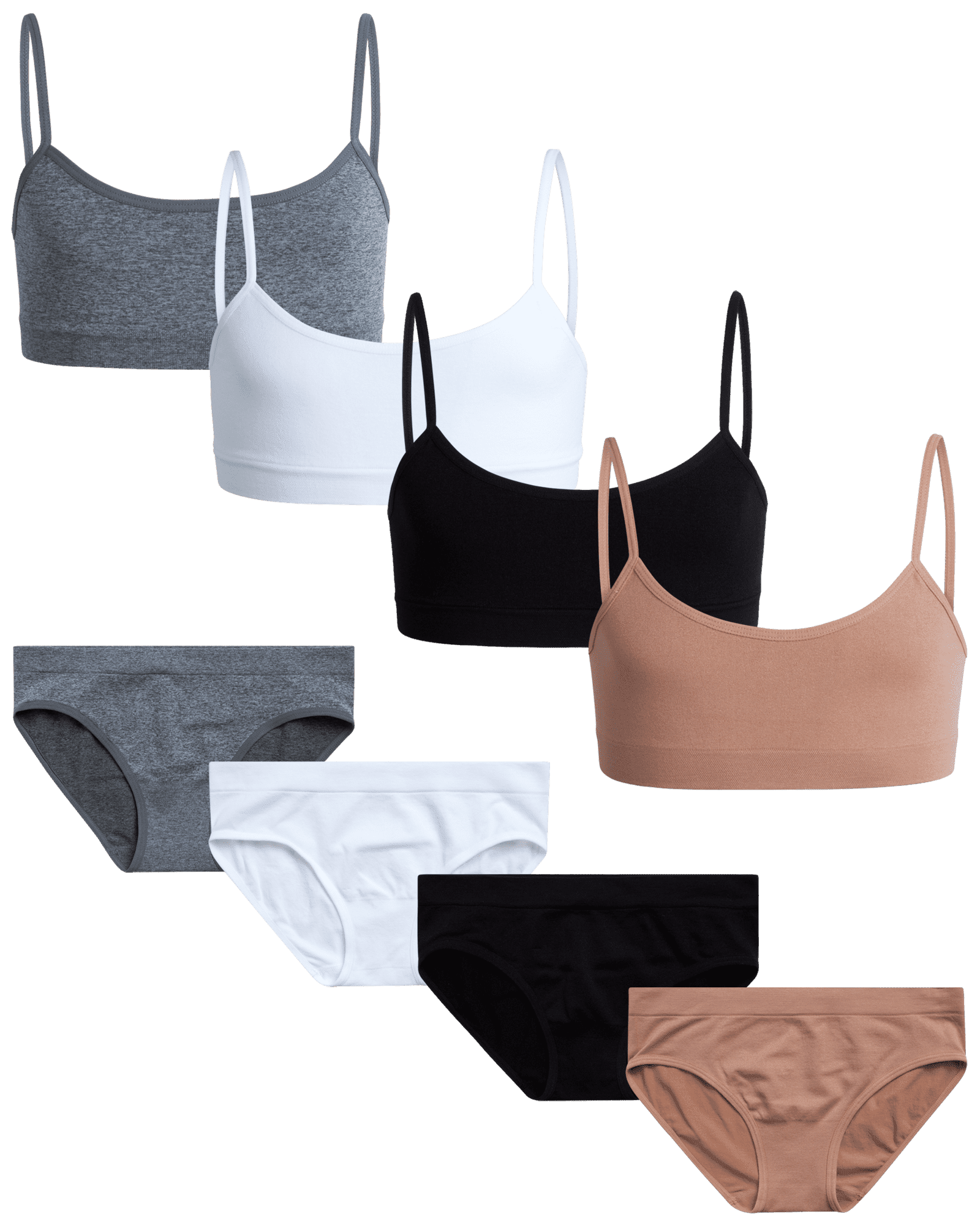 Sweet & Sassy Girls' Training Bra Set - 8 Piece Seamless Cami Bralette ...
