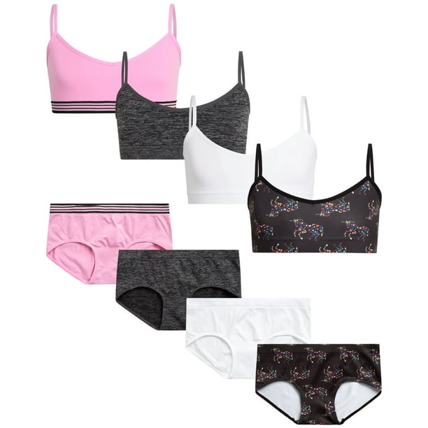 Sweet & Sassy Girls' Training Bra Set - 8 Piece Seamless Cami Bralette ...