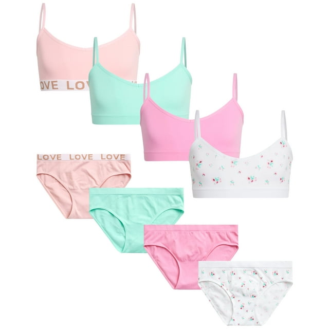 Sweet & Sassy Girls' Training Bra Set - 8 Piece Seamless Cami Bralette ...