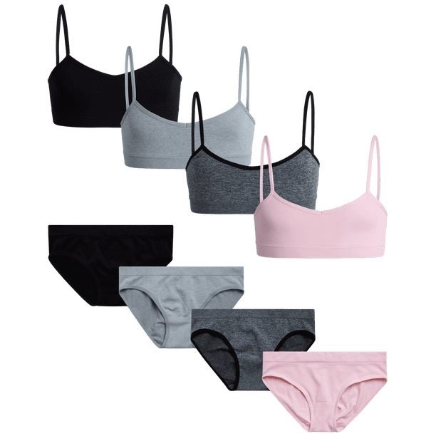 Sweet & Sassy Girls' Training Bra Set - 8 Piece Seamless Cami Bralette ...