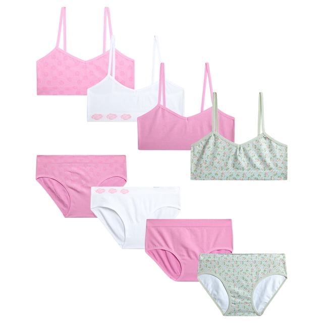 Sweet & Sassy Girls' Training Bra Set - 8 Piece Seamless Cami Bralette ...