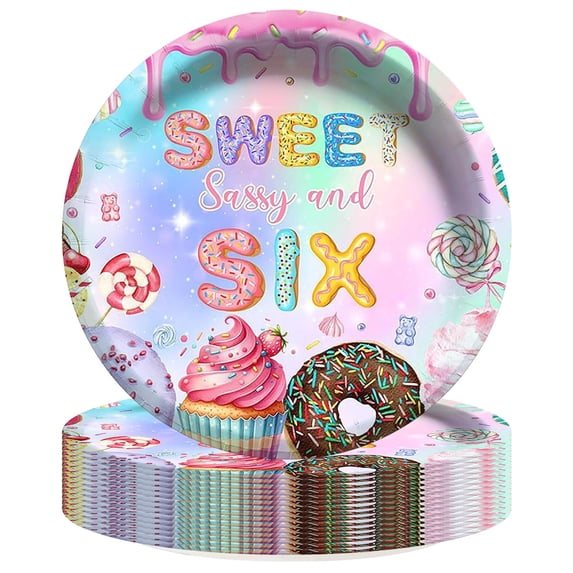 Sweet Sassy and Six 6th Donut Paper Plates Birthday Party Supplies ...