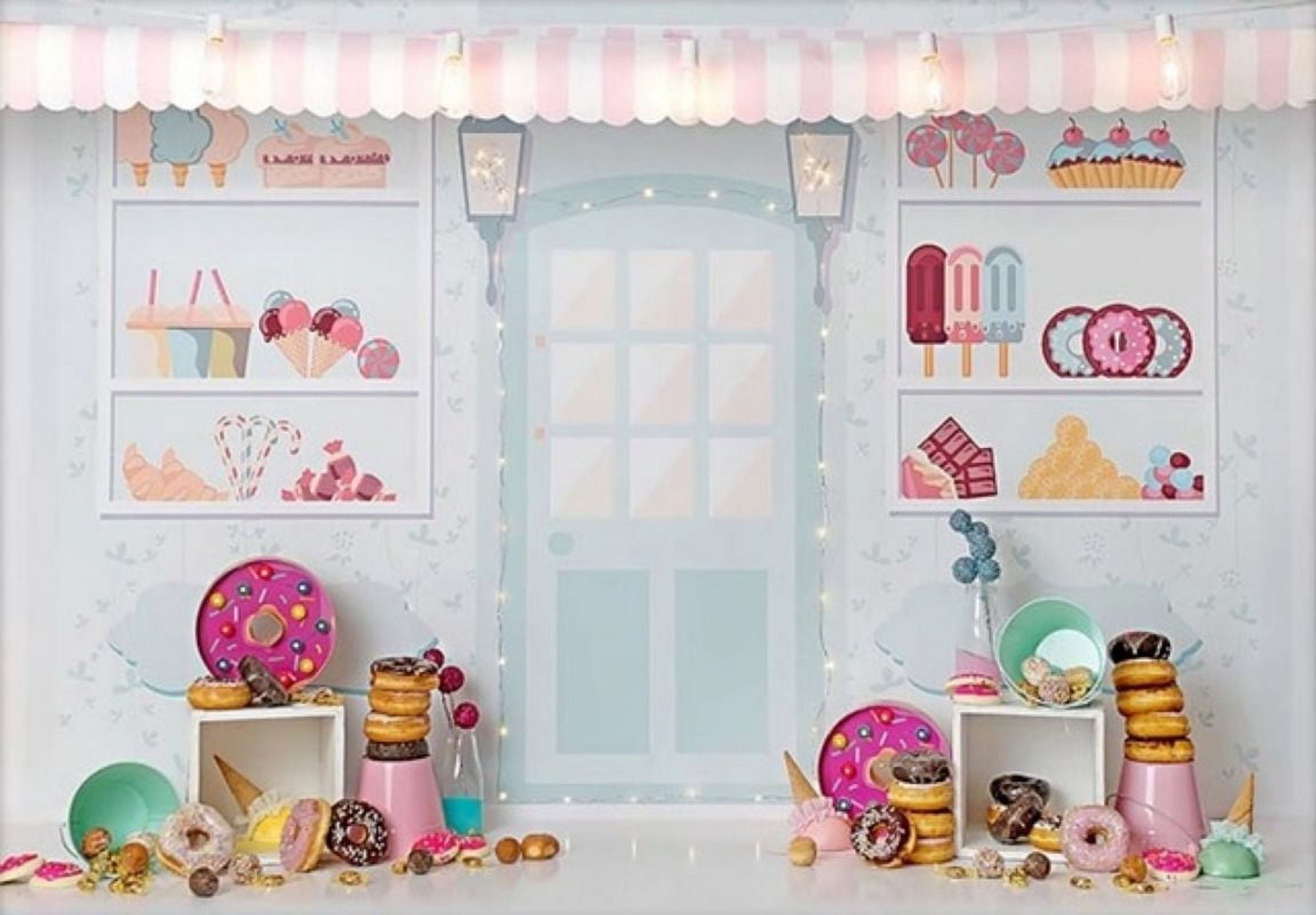 Sweet Shop Baby Shower Ice Cream Party Donut Custom Birthday Backdrop ...