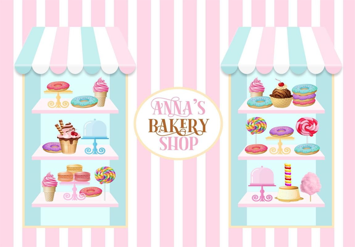 Sweet Shop Baby Shower Ice Cream Party Donut Custom Birthday Backdrop ...