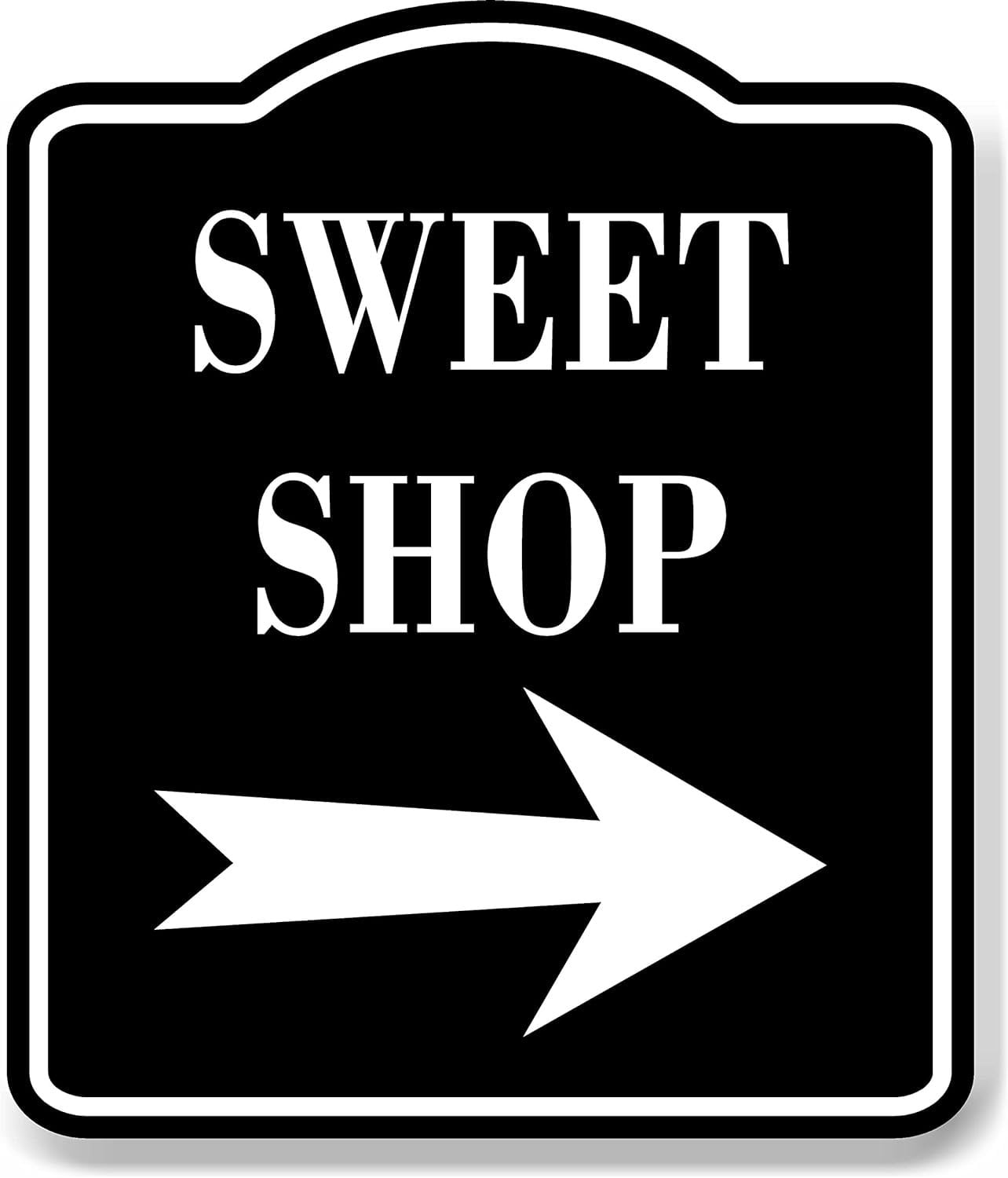 Sweet Shop Right Arrow BLACK Aluminum Composite Sign, 8.5"x10 ...