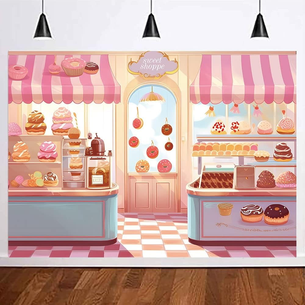 Sweet Shoppe Backdrop for Girls Birthday Party Decoration Pink Sweet ...