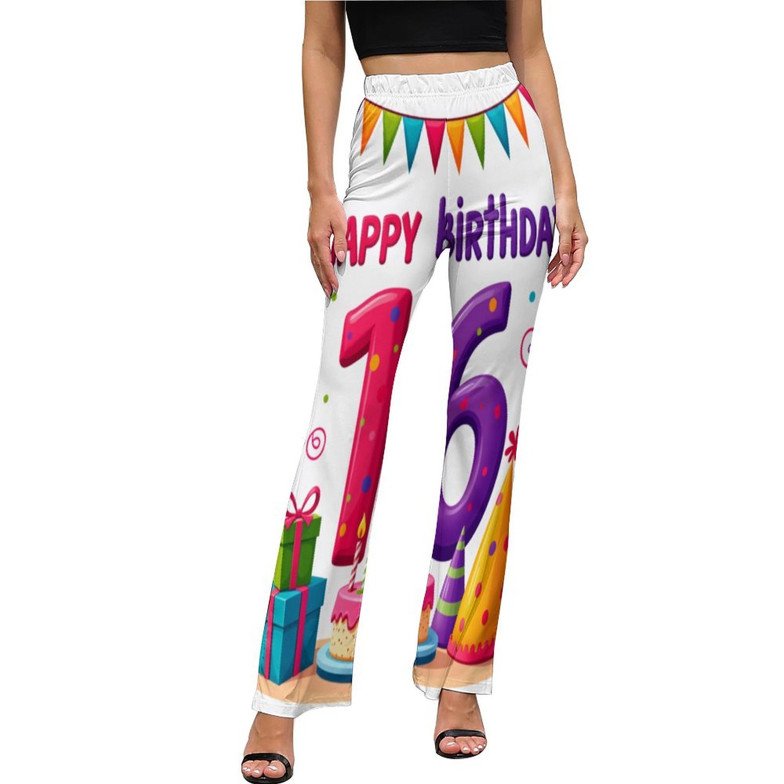 Sweet Sixteen Birthday Celebration Illustration High Waisted Casual ...