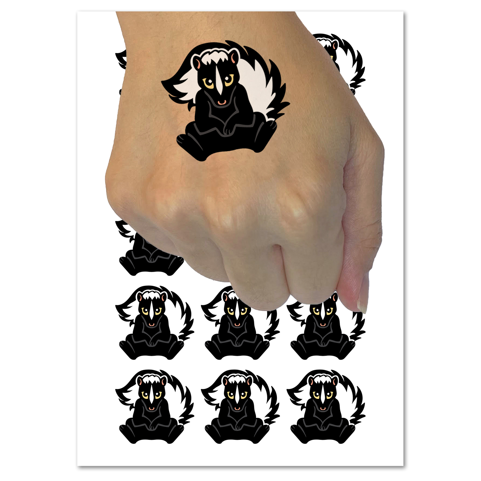 Sweet Skunk Sitting Water Resistant Temporary Tattoo Set Fake Body Art ...