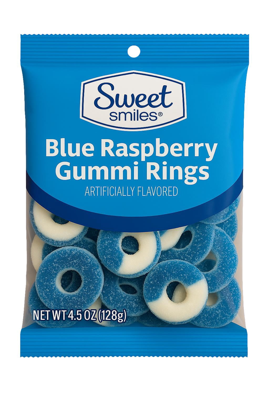 Sweet Smiles Blue Raspberry Gummi Rings Candy, 4.5 oz Bag - Walmart.com
