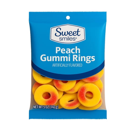 Sweet Smiles Peach Gummi Rings Candy, 5 oz Bag - Walmart.com