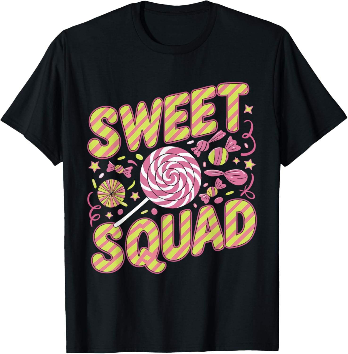 Sweet Squad Bold Striped Candy Party Retro Pastel Lollipop T-Shirt ...