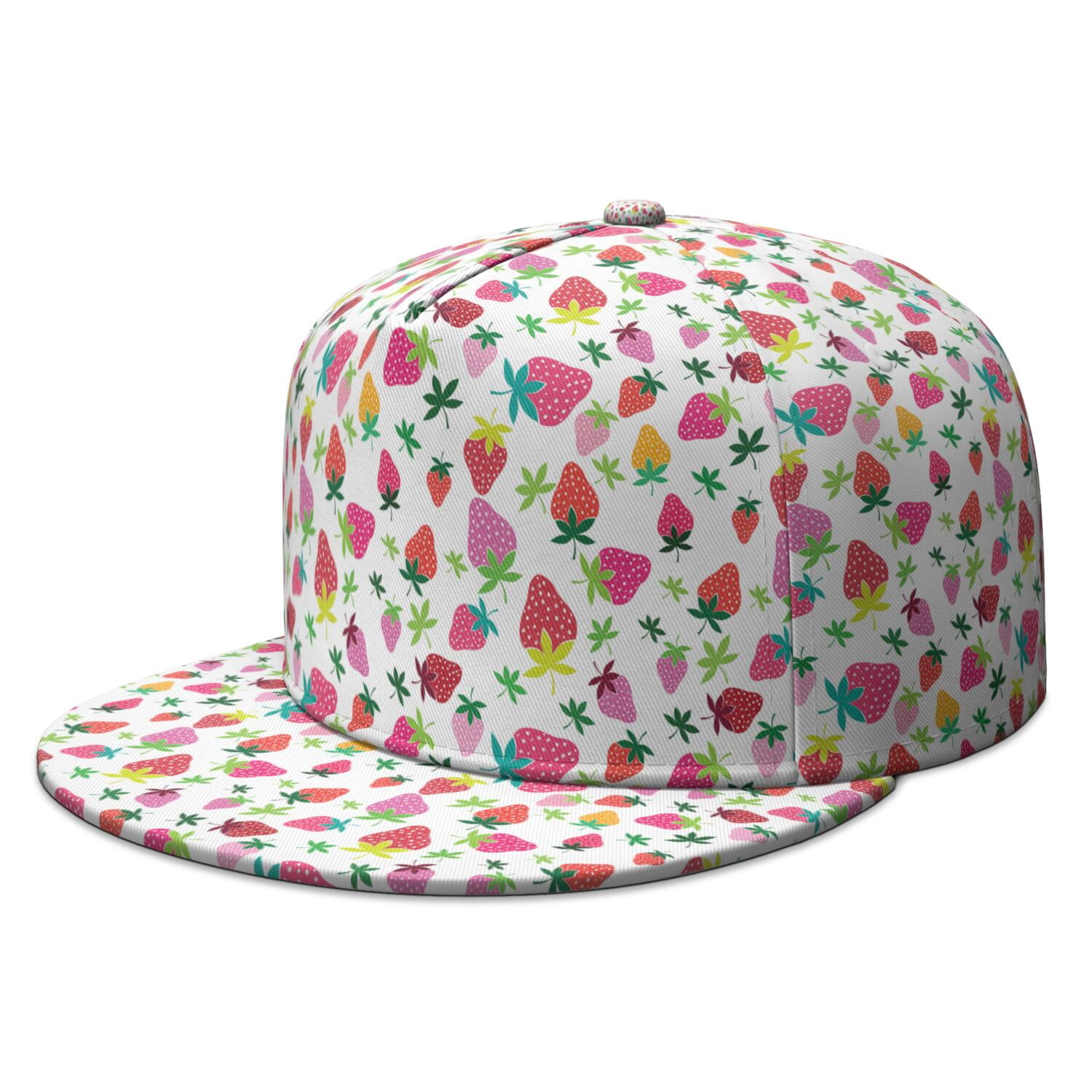 Sweet Strawberries Baseball Cap - Flat Bill Hip Hop Hat for Strawberry ...