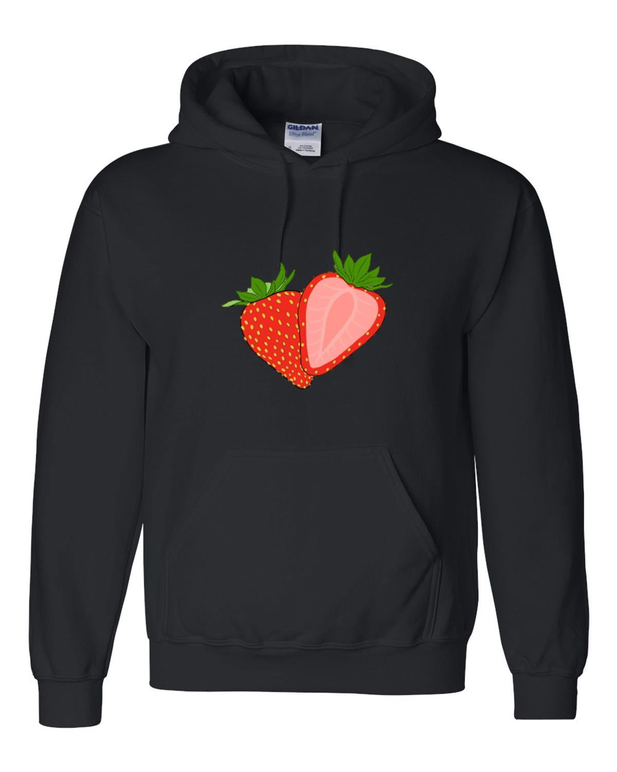 Sweet Strawberries Black Summer Fruits Tropical Berry Graphic Hoodie ...