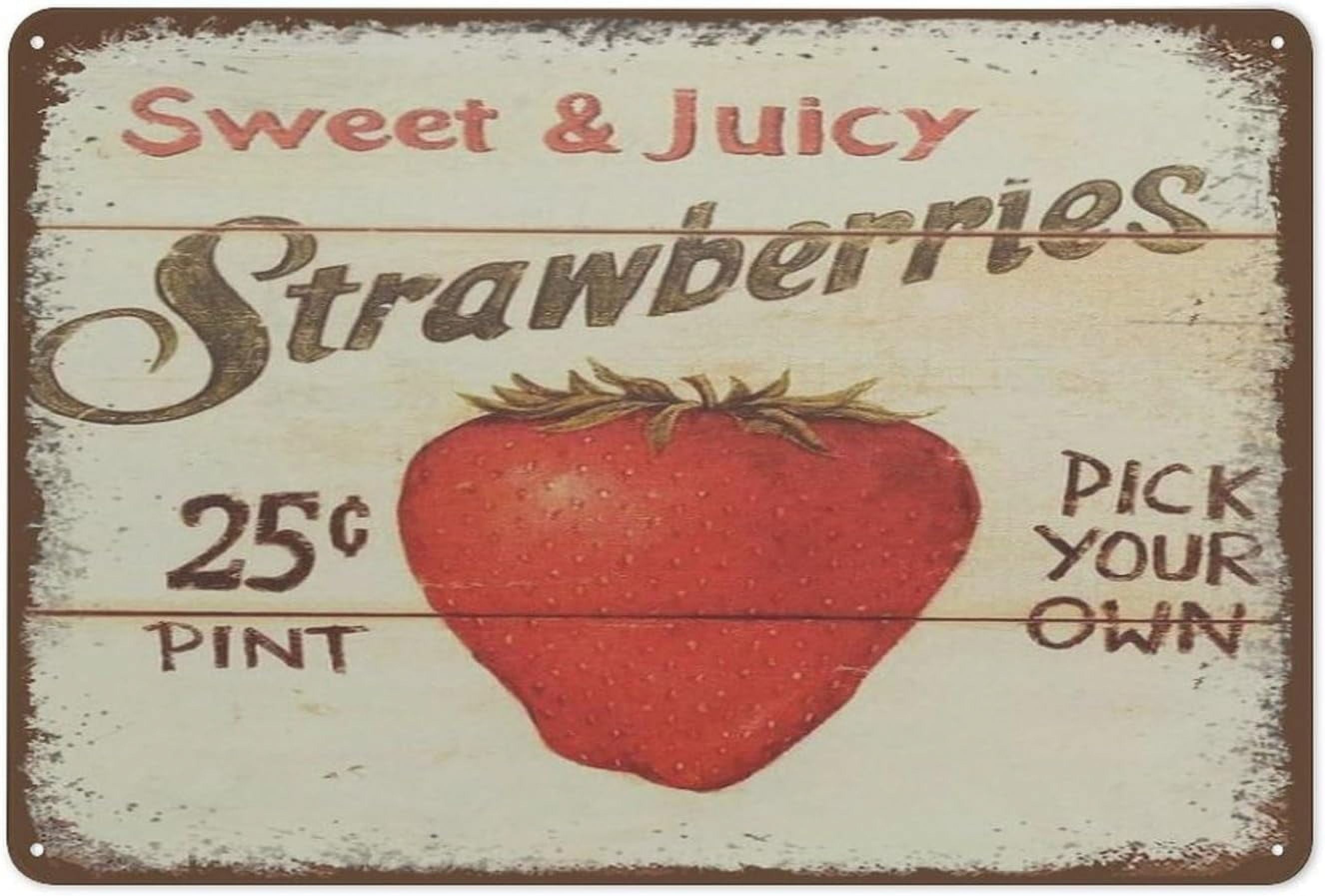 Sweet Strawberries Pick Your Own Retro Vintage Metal Tin Bar Sign ...