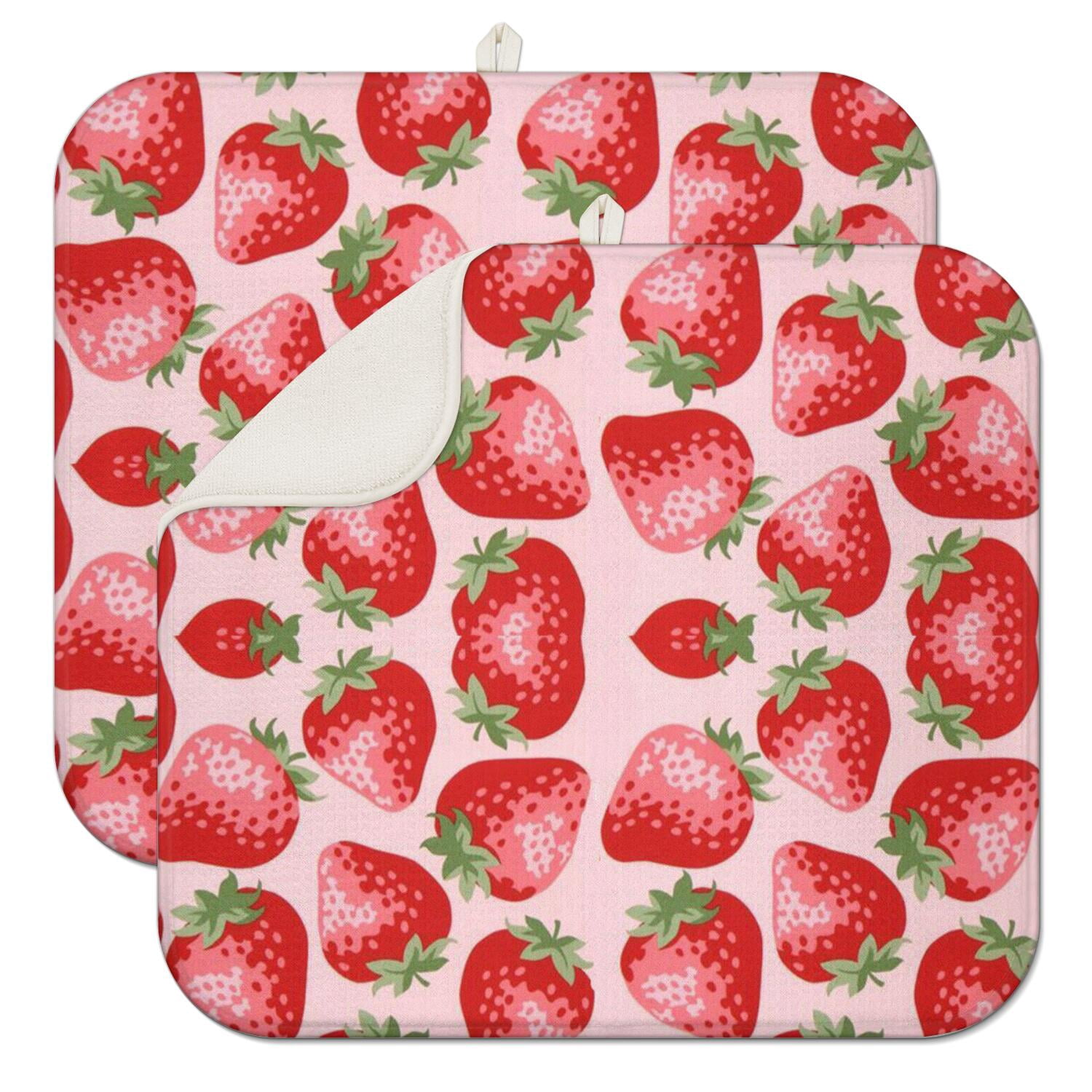 Sweet Strawberry Coffee Mat – Durable Microfiber Spill Mat Featuring ...