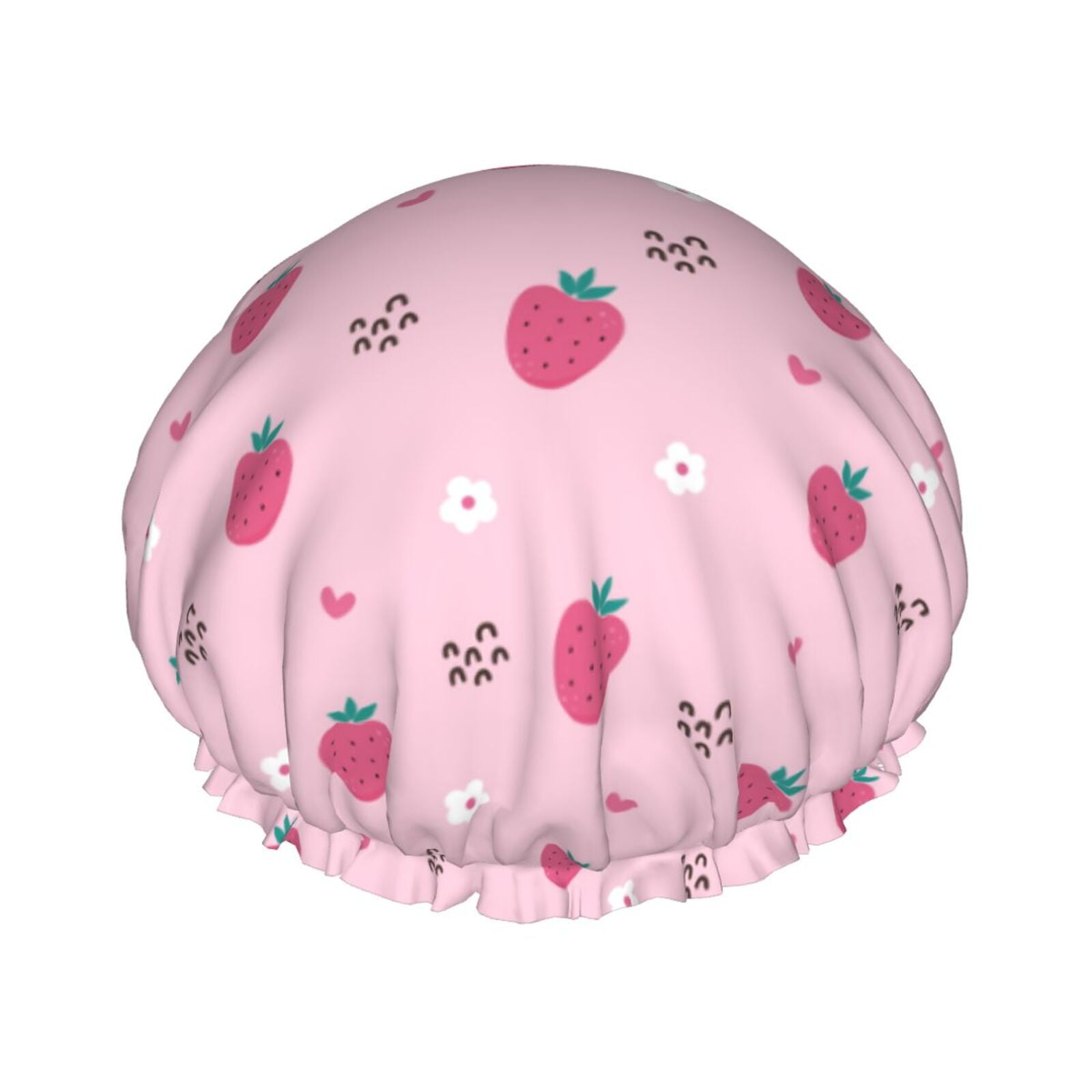 Sweet Strawberry Flower Lover Shower Cap, Reusable Bath Hair Hat for ...