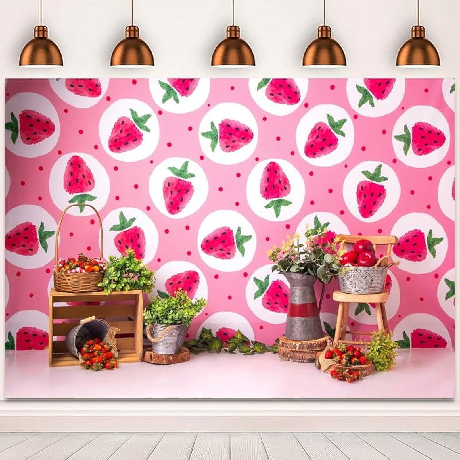 Sweet Strawberry Fruit Portrait Backdrop for Photography Kids Birthday ...