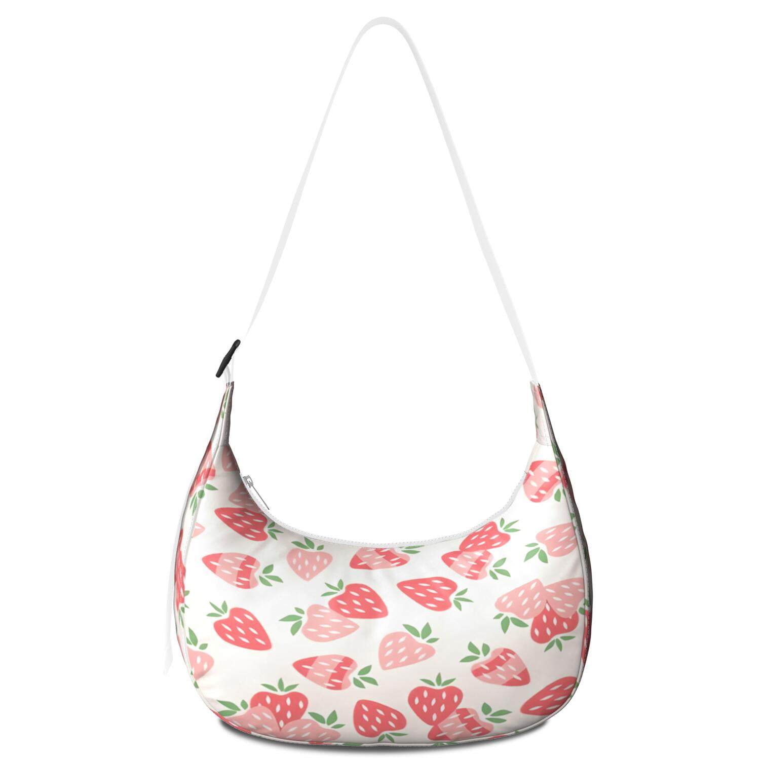 Sweet Strawberry Print Hobo Purse for Women, Red Berry Crossbody Tote ...