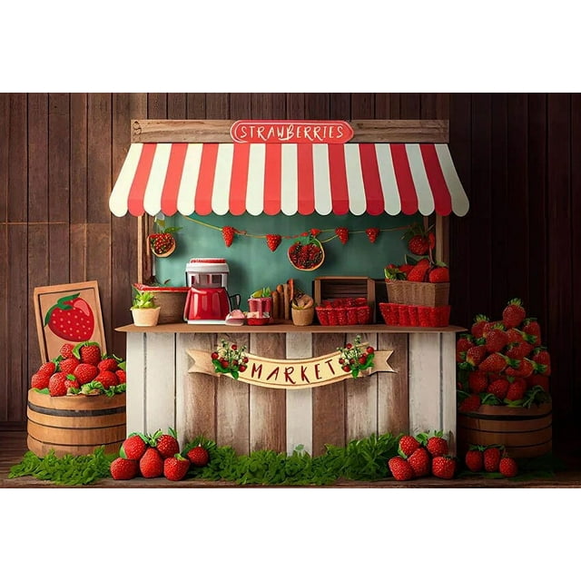 Sweet Strawberry Stand Backdrop Girl Baby Shower Child Portrait ...