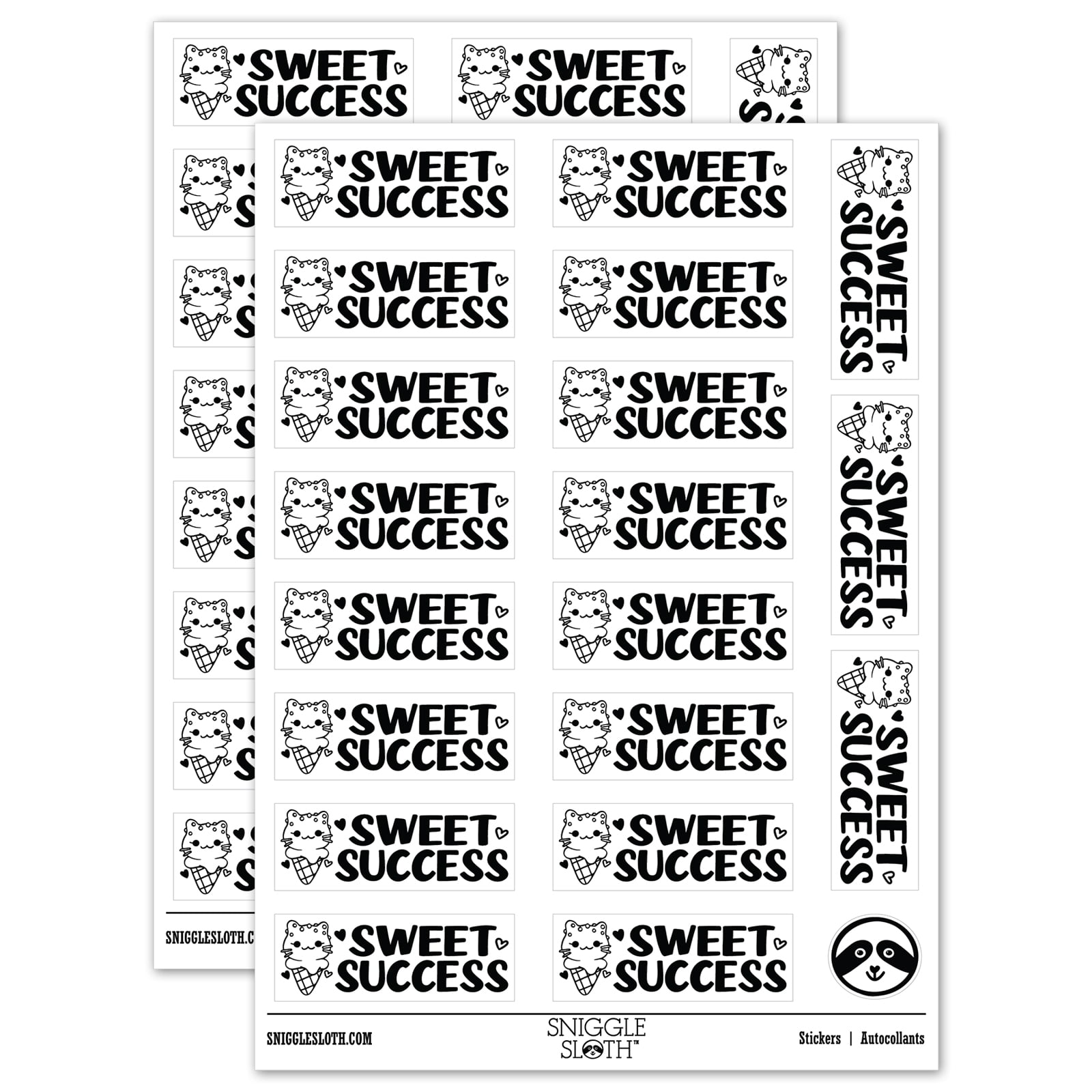 Sweet Success Cat Ice Cream Teacher Student School Sticker Set - White ...